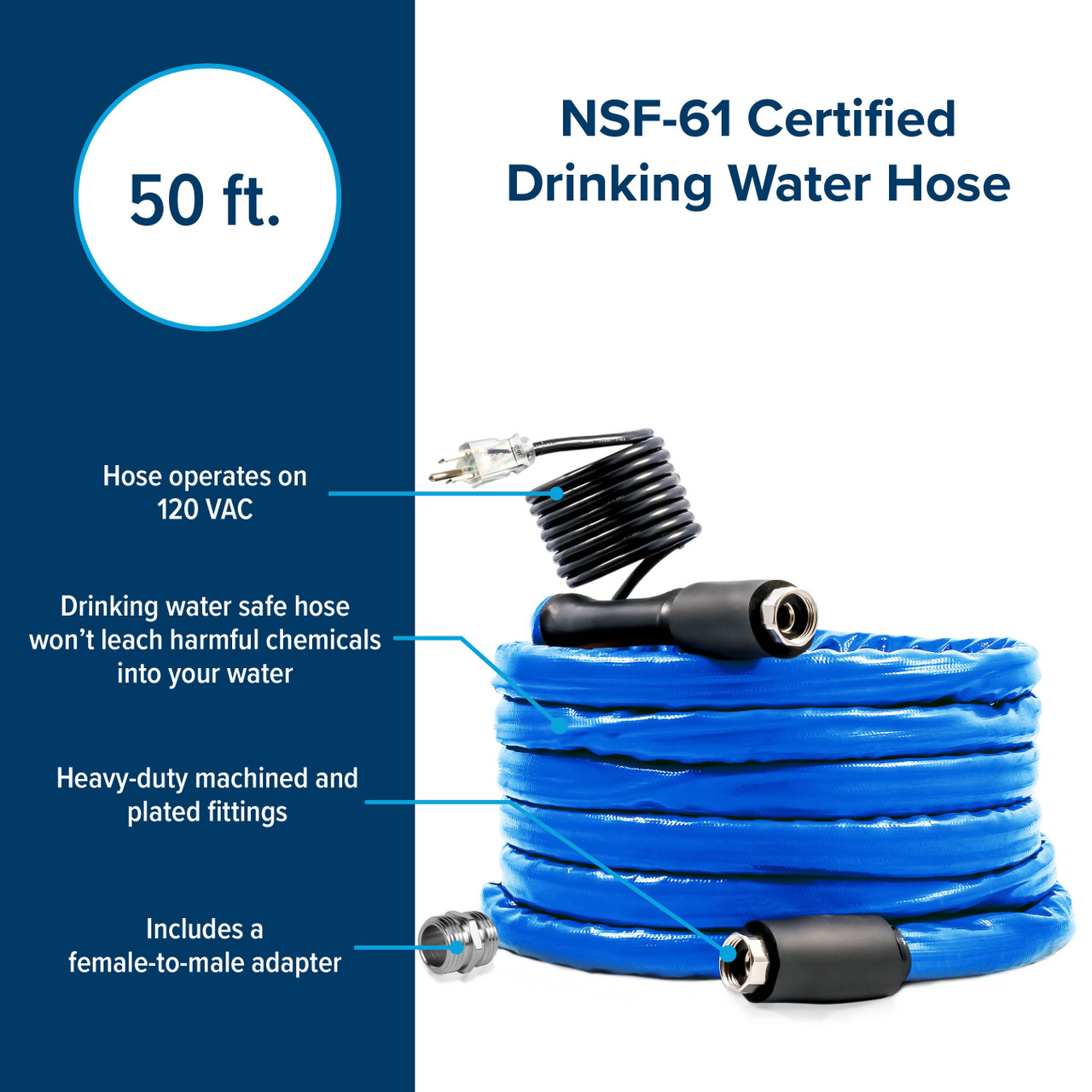 Camco Heated Drinking Water Hose, - 20° F, 50-Foot, 5/8-Inch ID 22912 ...