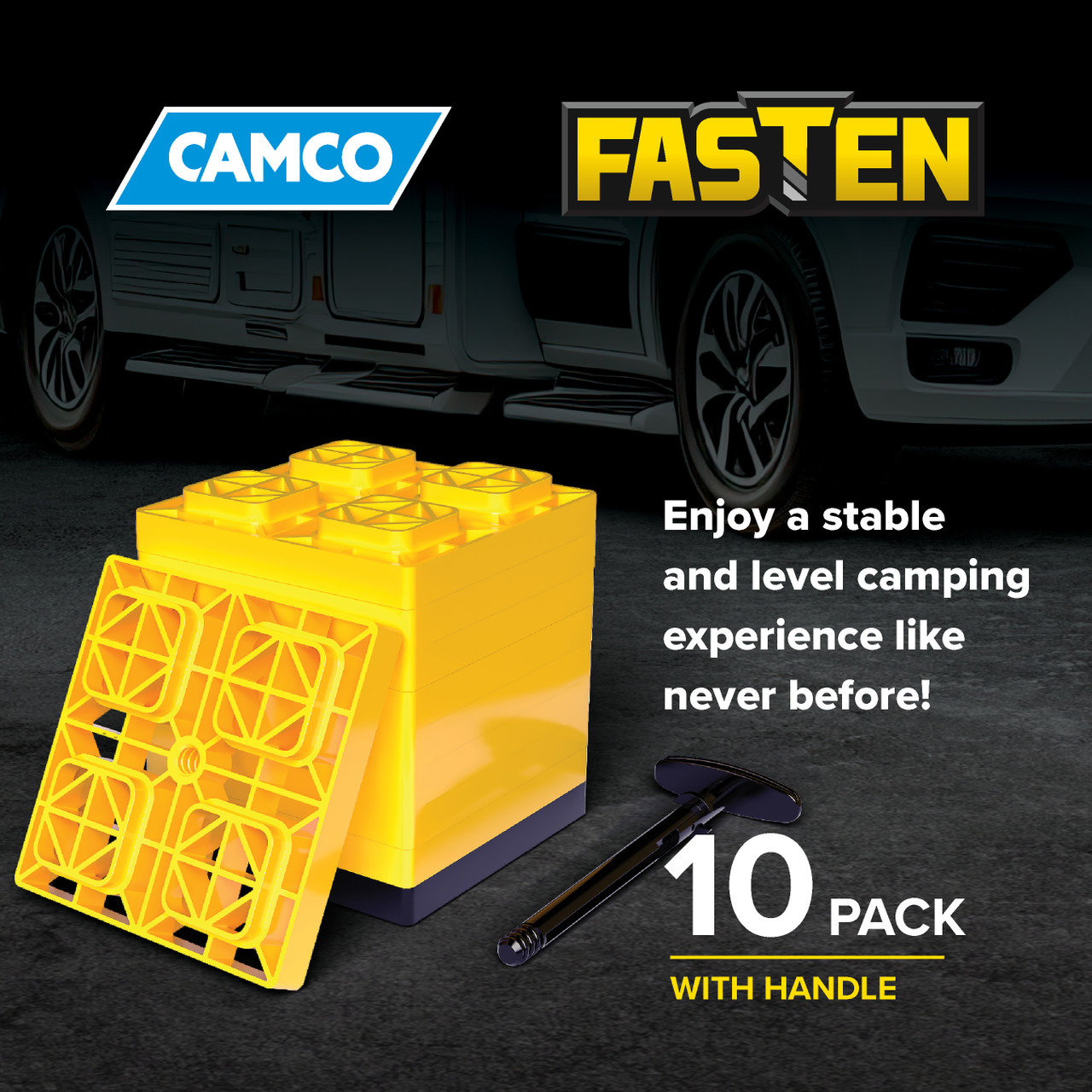 Camco FasTen Camper / RV Leveling Blocks – Features Interlocking Design ...