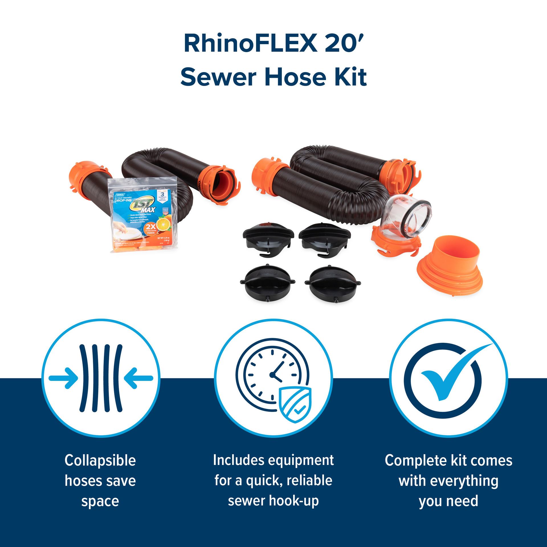RhinoFLEX 20' Sewer Hose Kit