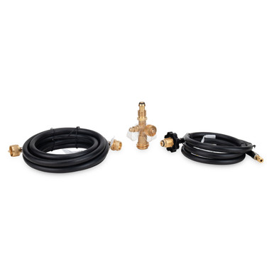 Brass Tee w/4 ports, w/5' & 12' Ext .Hoses, Clamshell 59123 - Camco Dealer
