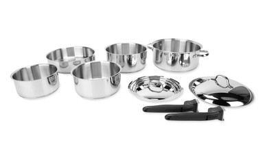 Camco Premium Stainless Steel Nesting Cookware, 10-Piece Set 43921 ...