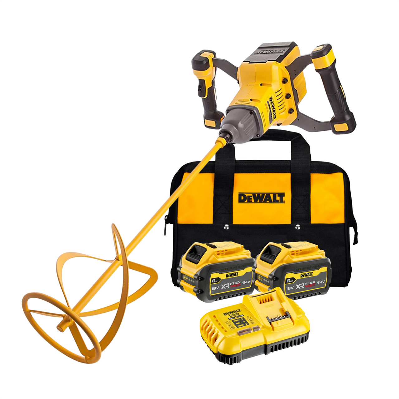 Dewalt DCD240X2 54V XR Flexvolt Brushless Paddle Mixer (2 x 9.0Ah ...