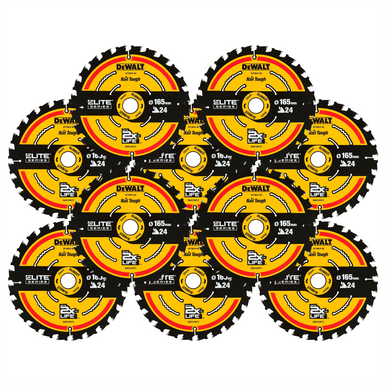 10 x DeWalt DT10624 165mm 24T 20mm Elite Cordless Circular Saw Blade