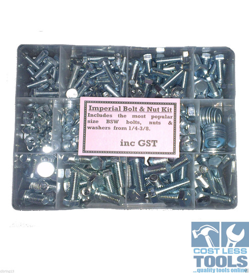 Mild Steel Imperial BSW Bolt & Nut Kit - Cost Less Tools