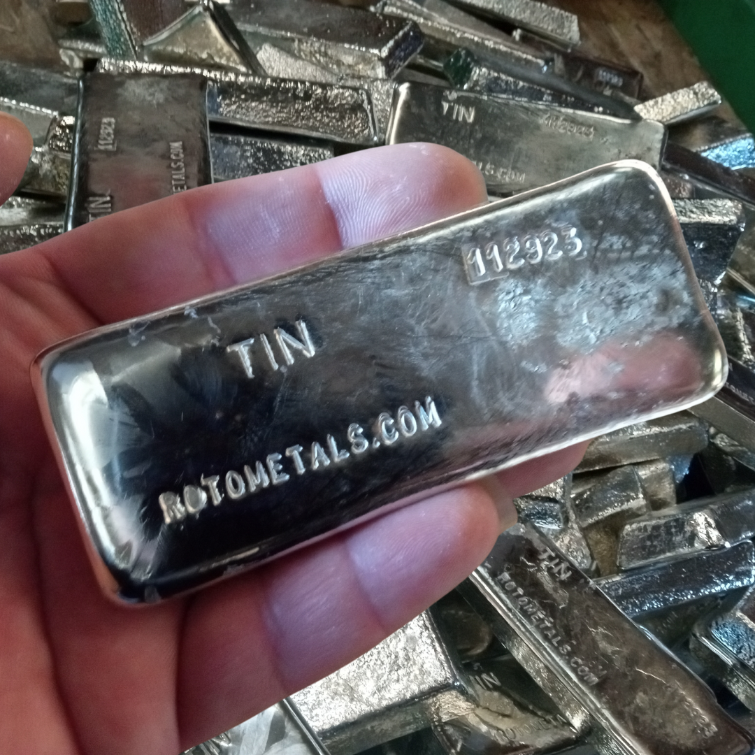 Tin Ingot 99.5%+ Pure (Grade A) - RotoMetals