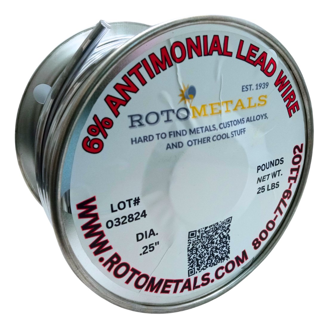 6% Antimony Lead Wire 50 lbs 2-25 - Great for Bullet Swaging - RotoMetals