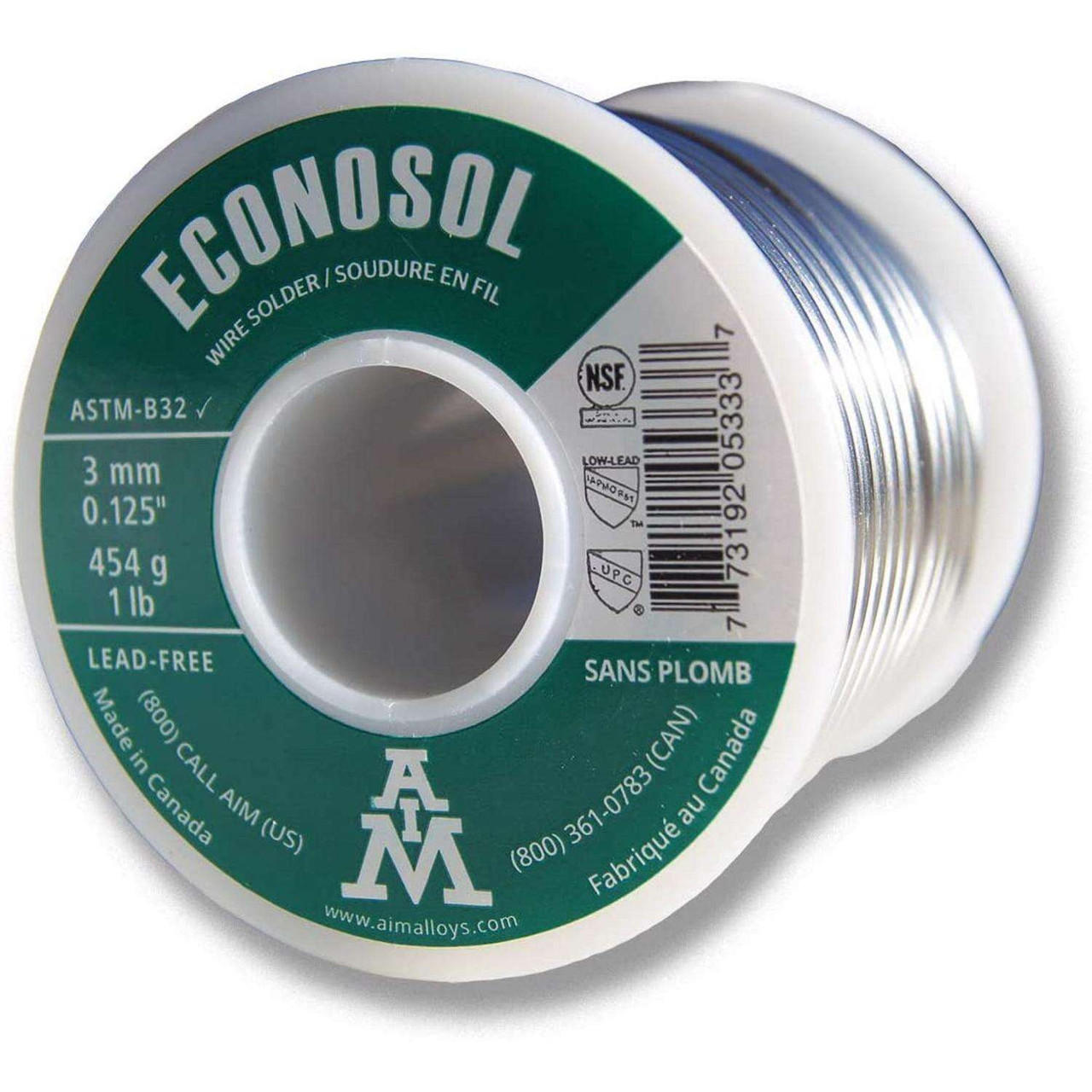 97Sn3Cu Solid Wire Econosol .125 Diameter 1# Spool Lead Free Solder ...