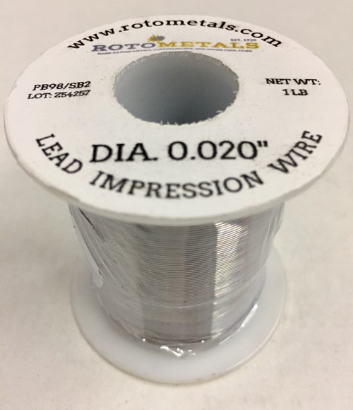 Lead Impression Wire-0.020" w/2% SB - 1 Pound Spool (.508 mm) Clearance ...