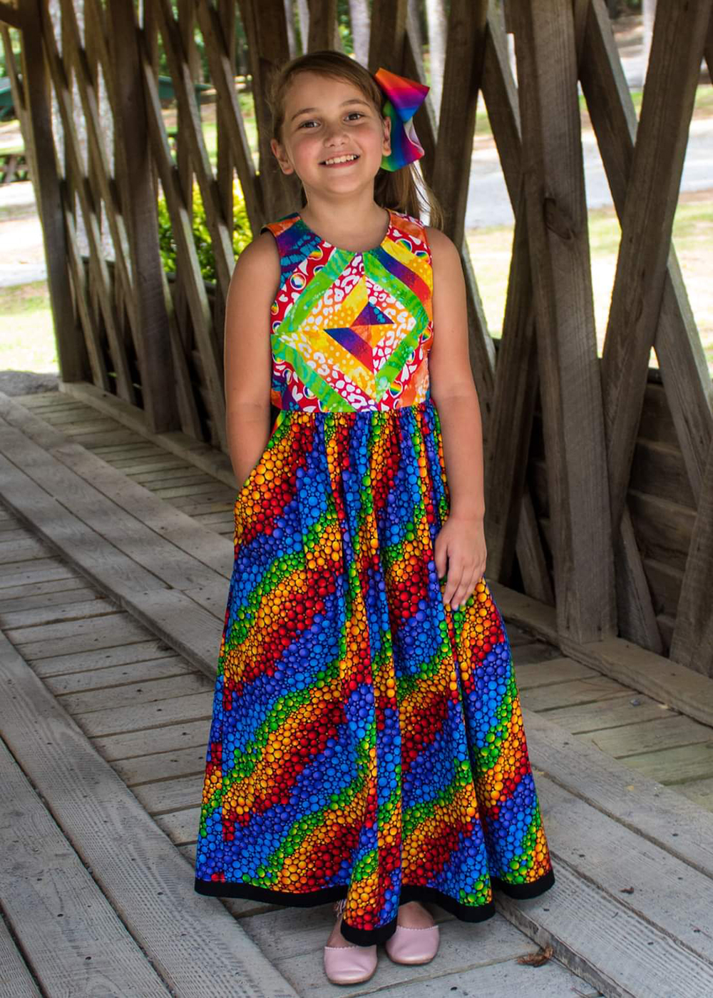 Bea's Quilt Block Dress and Maxi Sizes NB to 14 Kids PDF Pattern