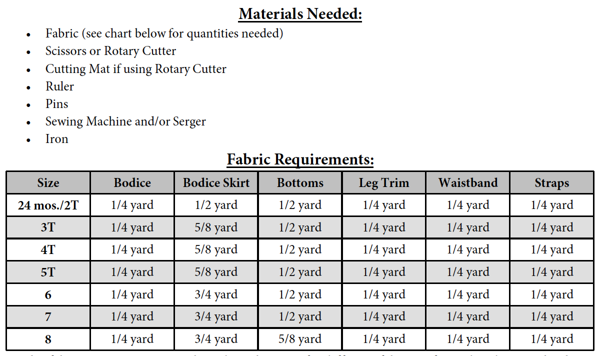 Arielle's Tankini Sizes 2T to 8 Girls PDF Pattern