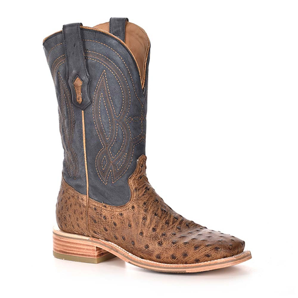 Corral Square Toe Navy Blue Ostrich Boots | Arrowsmith Shoes