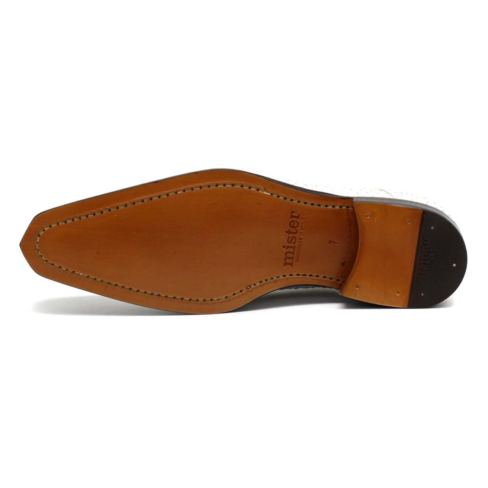 Mister Marza Men's White Snake Print Leather Shoes