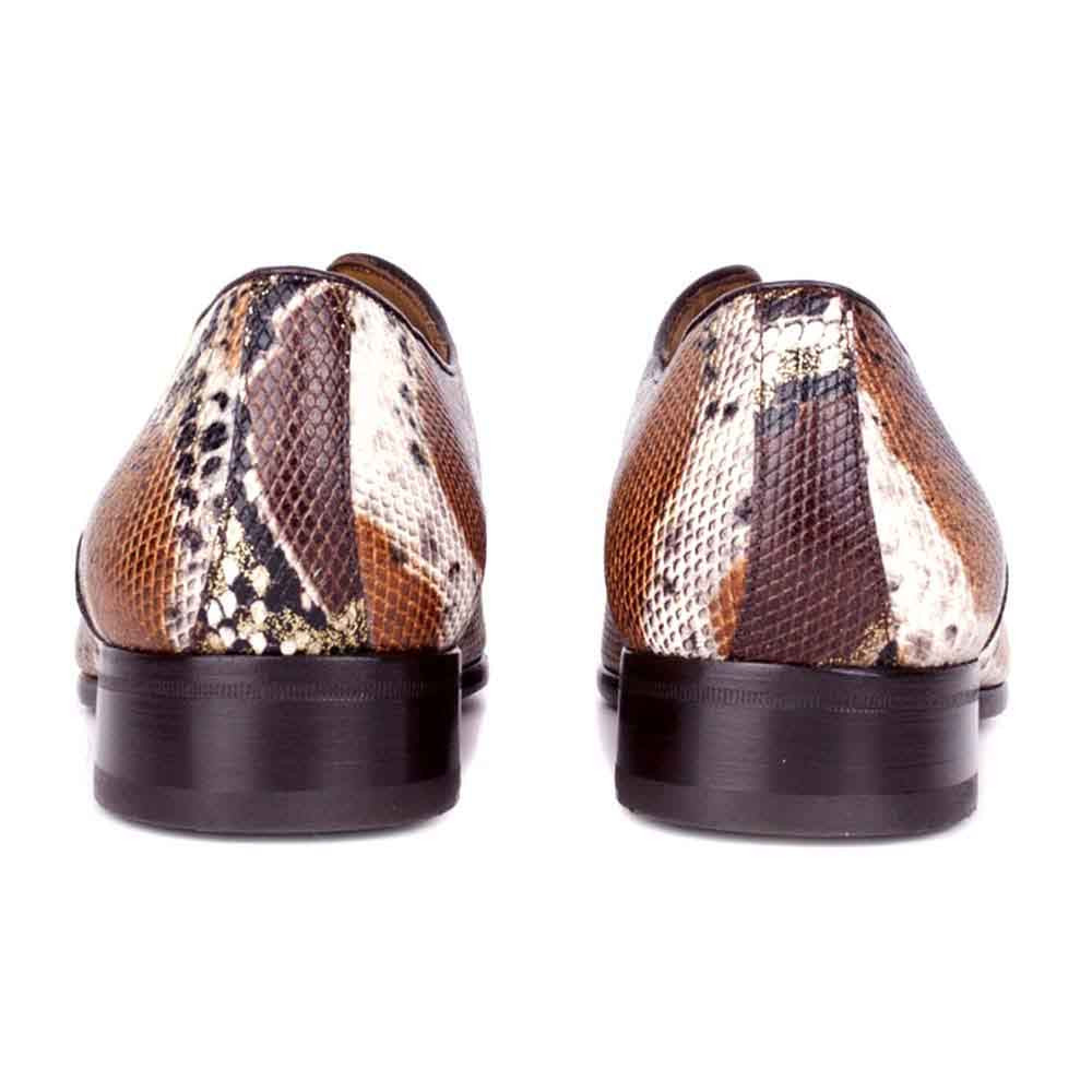 Mister Satar Brown Python Snake Print Lace-Up Shoes