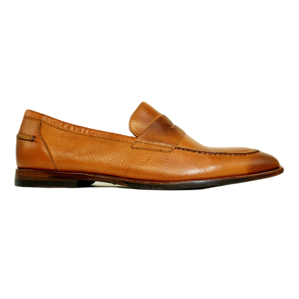 Alan Payne Men's Naples Italian Mahogany Leather Penny Loafer Shoes