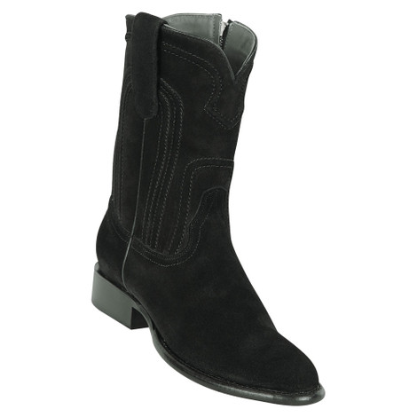 Los Altos Men's Suede Black Leather Roper Toe Boot