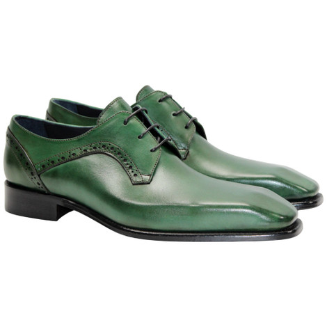 Duca Spada Men's Green Calf-Skin Leather Oxfords Shoes