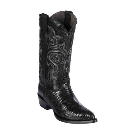 Los Altos Men's Genuine Teju Lizard Black J Toe Boots