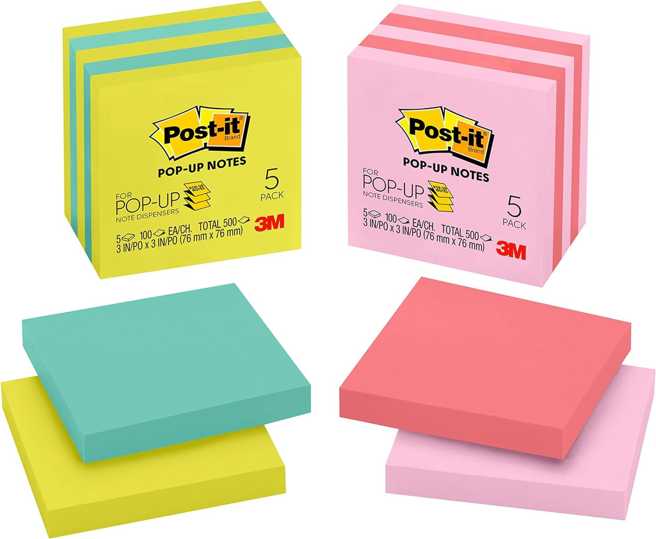 Post-it Notes 3"x 3" Assorted Colors (Pop-Up) 5Pk