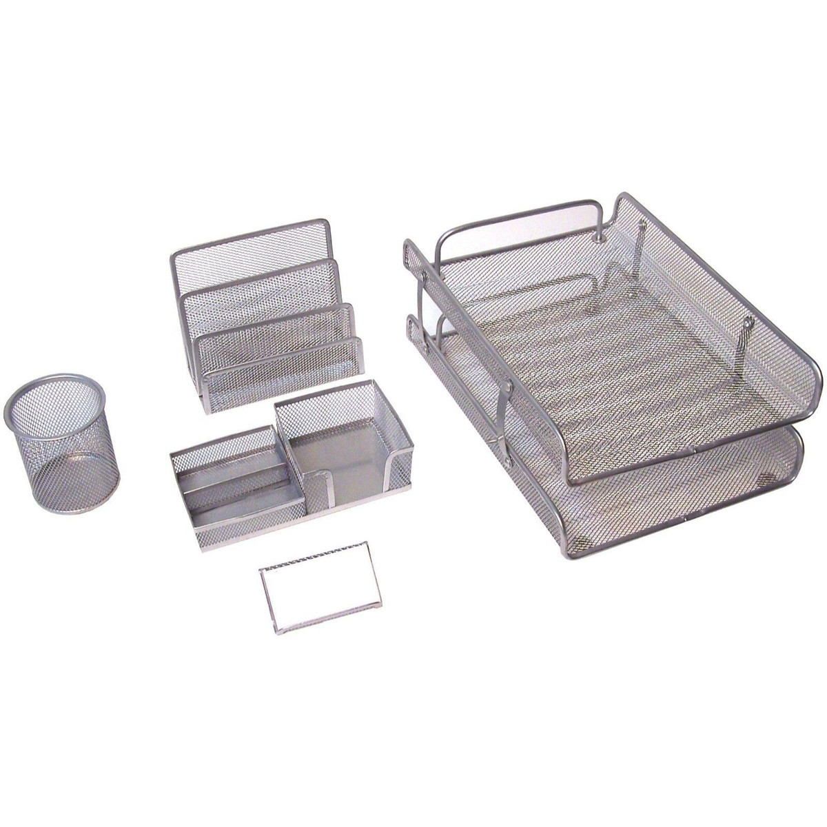 Desk Organizer Set-Silver (Mesh)
