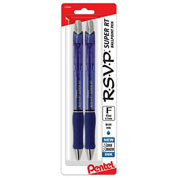 Pen RSVP Super RT Ball Point Fine/Blue Retractable 2ct.