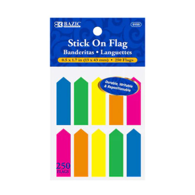 Flags-Arrow/Neon Colors Stick On (25 Sheets Per Pad) 10ct.