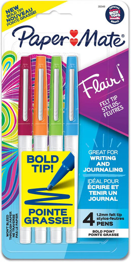 Pen Flair! Felt Tip Bold/Assorted Colors 4Pk (12/24) - Empresas JC