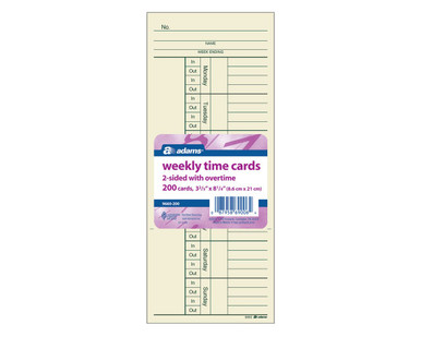 Weekly Time Cards-2-Side/Numbered Day 200Pk