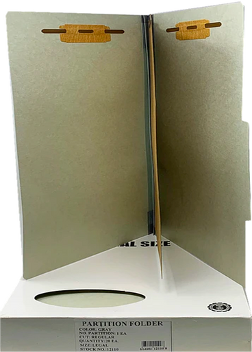 Partition Folder Legal 1-Division 4-Fasteners/Gray (20/Box)