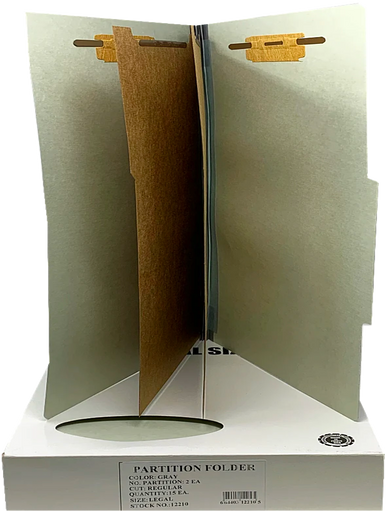 Partition Folder Legal 2-Division 6-Fasteners/Gray (15/Box)