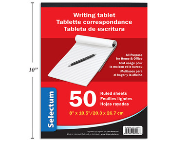 Writing Pad Letter-White/Ruled Top Open 50 Sheets