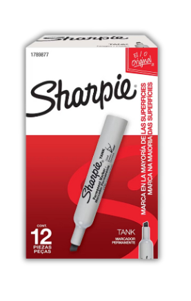 Markers 12ct. Black/Tank-Chisel Tip SHARPIE (6/48)