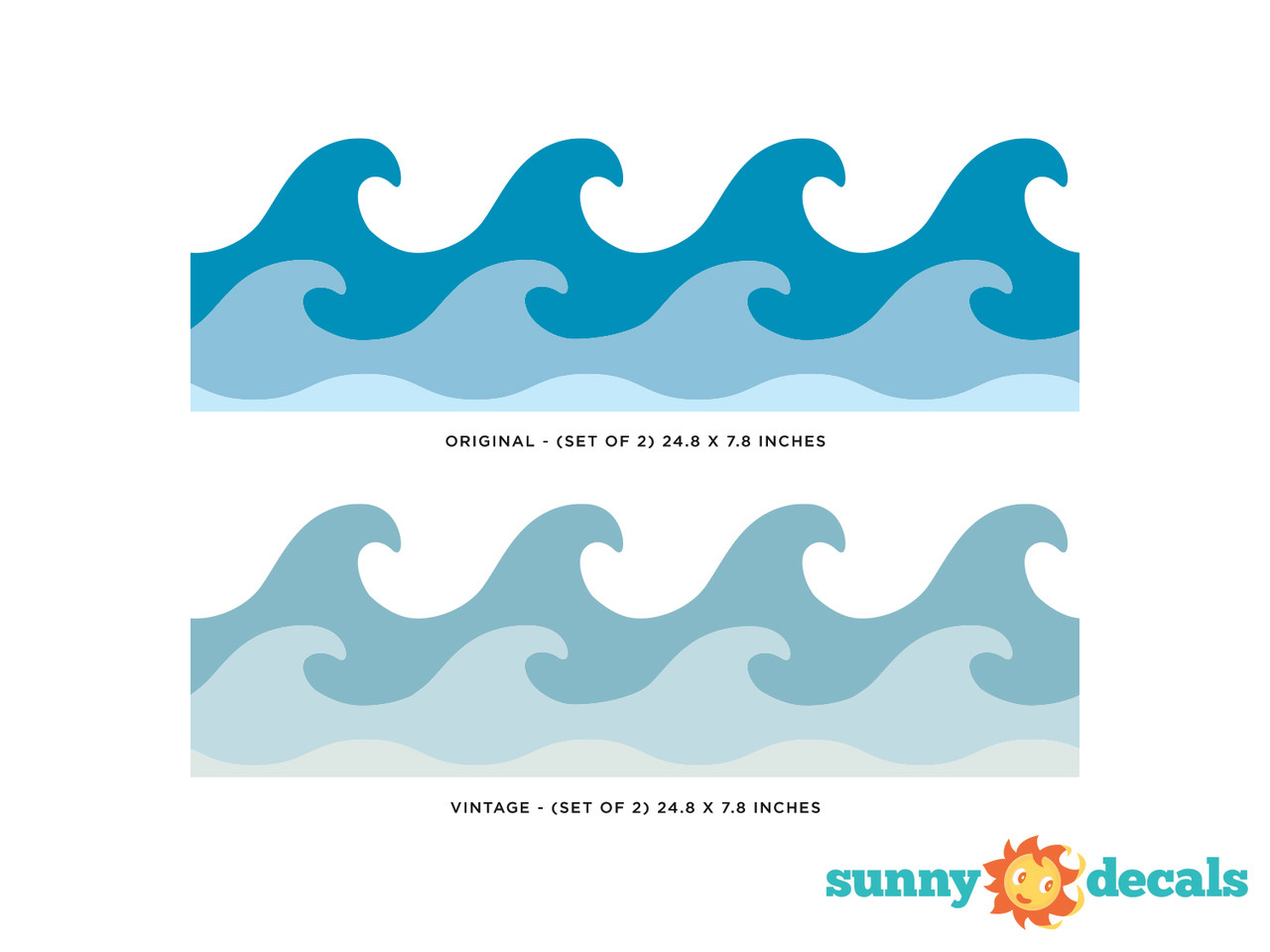 Wave Wall Border Fabric Wall Decal - Set of Two 24" x 7.8" Sections