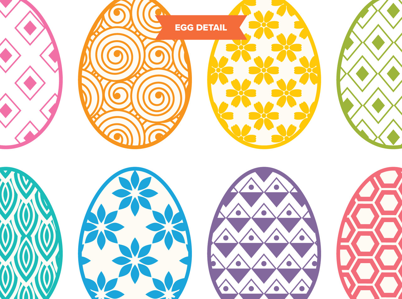 Easter Egg Wall Decals- Set of 32 Unique Eggs - Sunny Decals