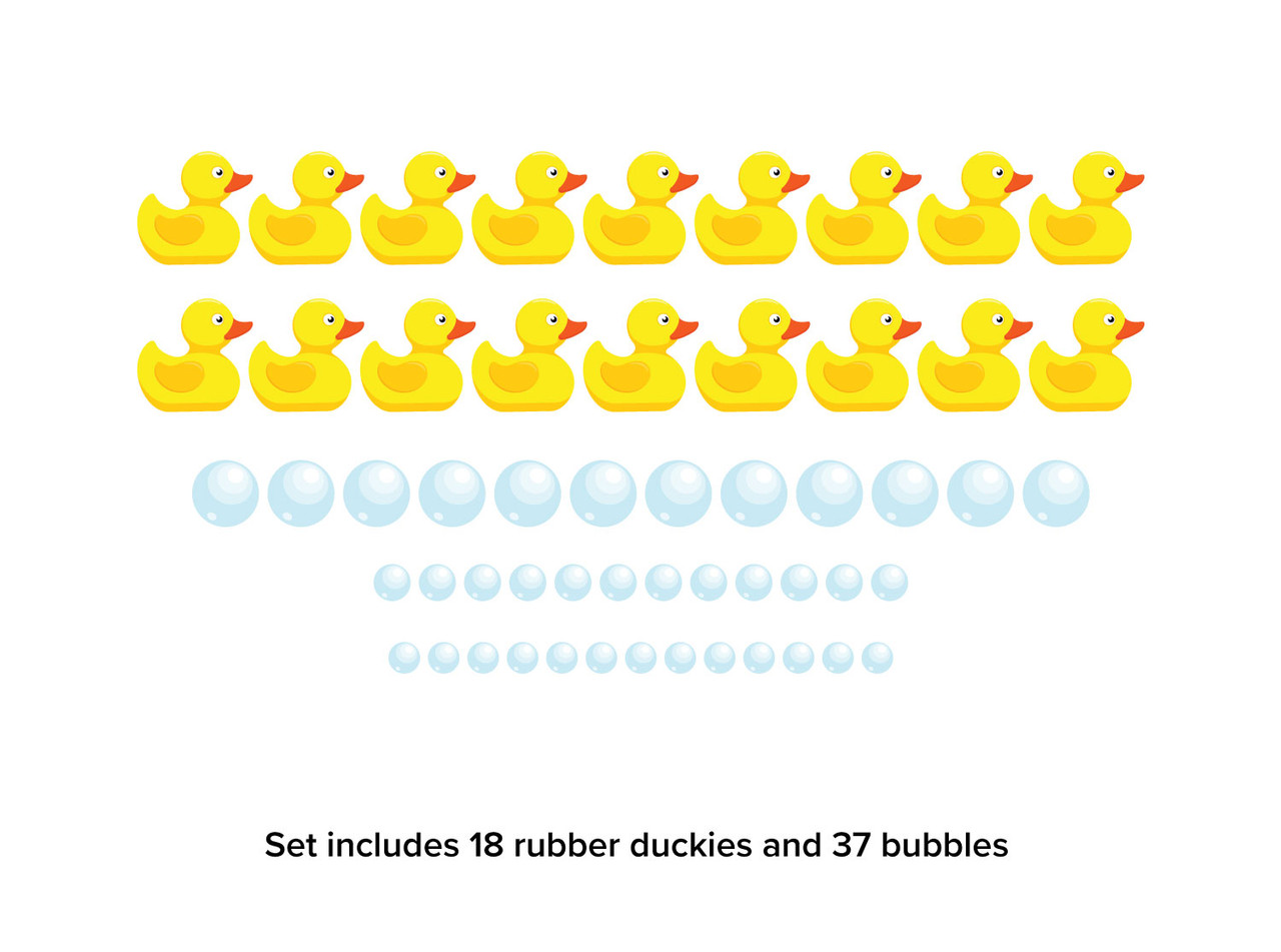 Rubber Duckies & Bubbles Fabric Wall Decals | Sunny Decals