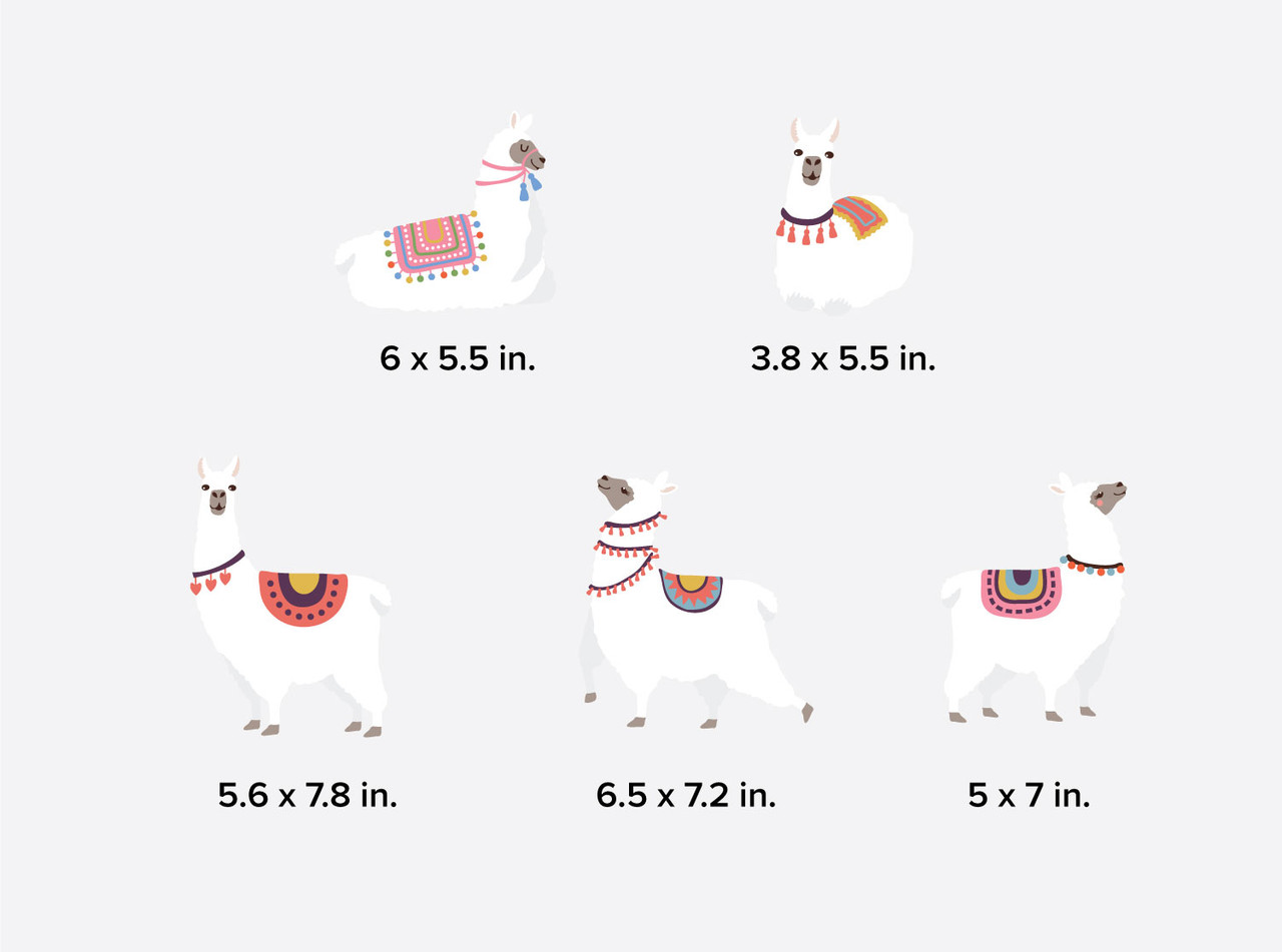 Llama Fabric Wall Decals - Set of 13 - Sunny Decals
