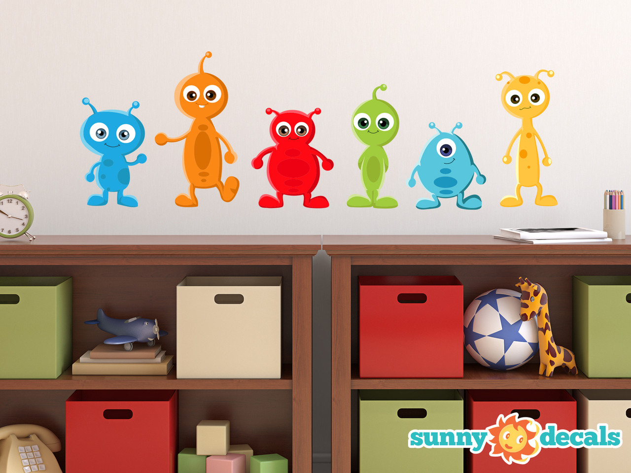 Alien Fabric Wall Decals - Set of 6 - Three sizes available - Sunny Decals