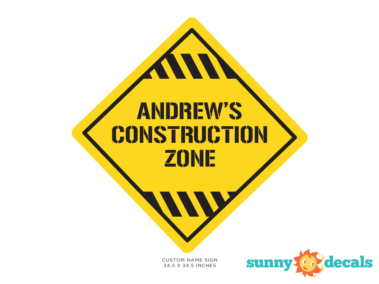 Construction Name Fabric Wall Decal, Custom Name Sign Decal