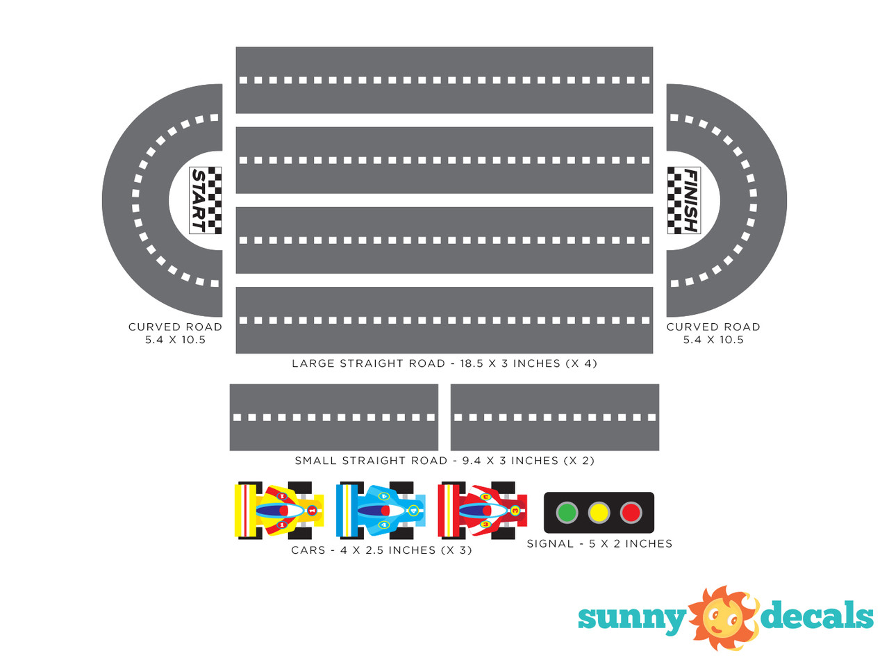 Race Car Tracks Fabric Wall Decal - Customizable Roads