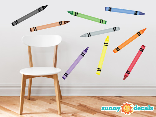 Set of 9 Fabric Crayon Wall Decals | Sunny Decals