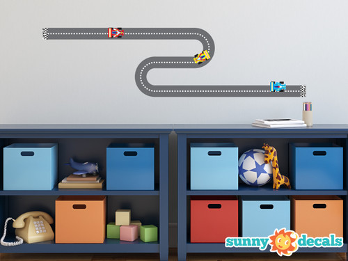 Race Car Tracks Fabric Wall Decal - Customizable Roads