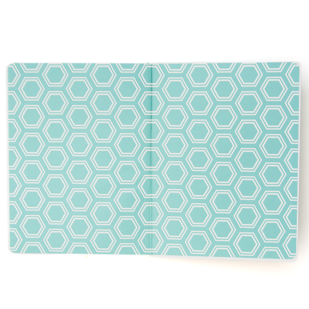 Hexagon Soft Touch Blue Journal with Gold Foil, Dot Grid Ruled, 120 Sheets