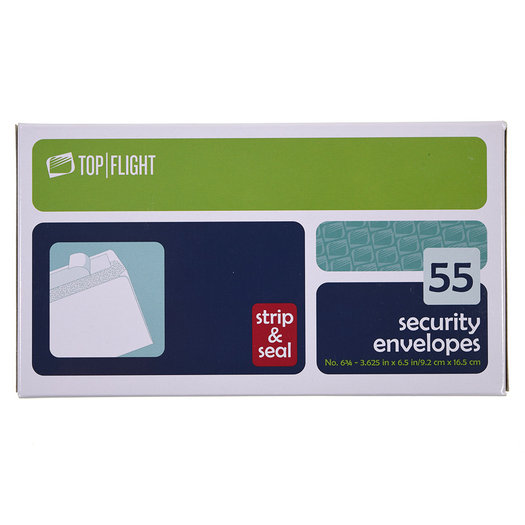 Strip & Seal Security Envelopes, 6 3/4, Boxed, 55 per Box