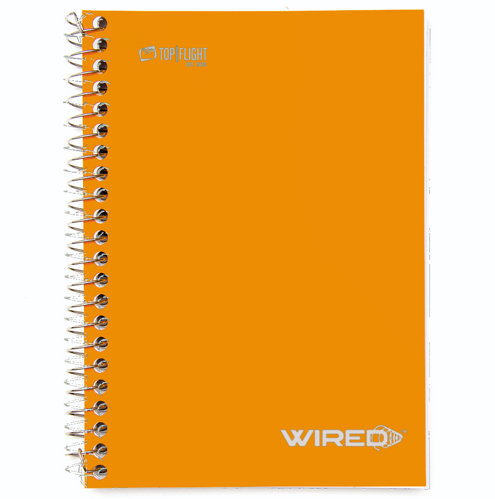 Wired® Poly 7"x5" Wirebound Notebook College Rule,100ct, Orange