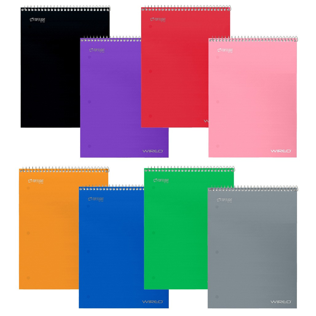 WIRED Top Wire Poly Notebook, College Ruled, 70 Sheets, Gray