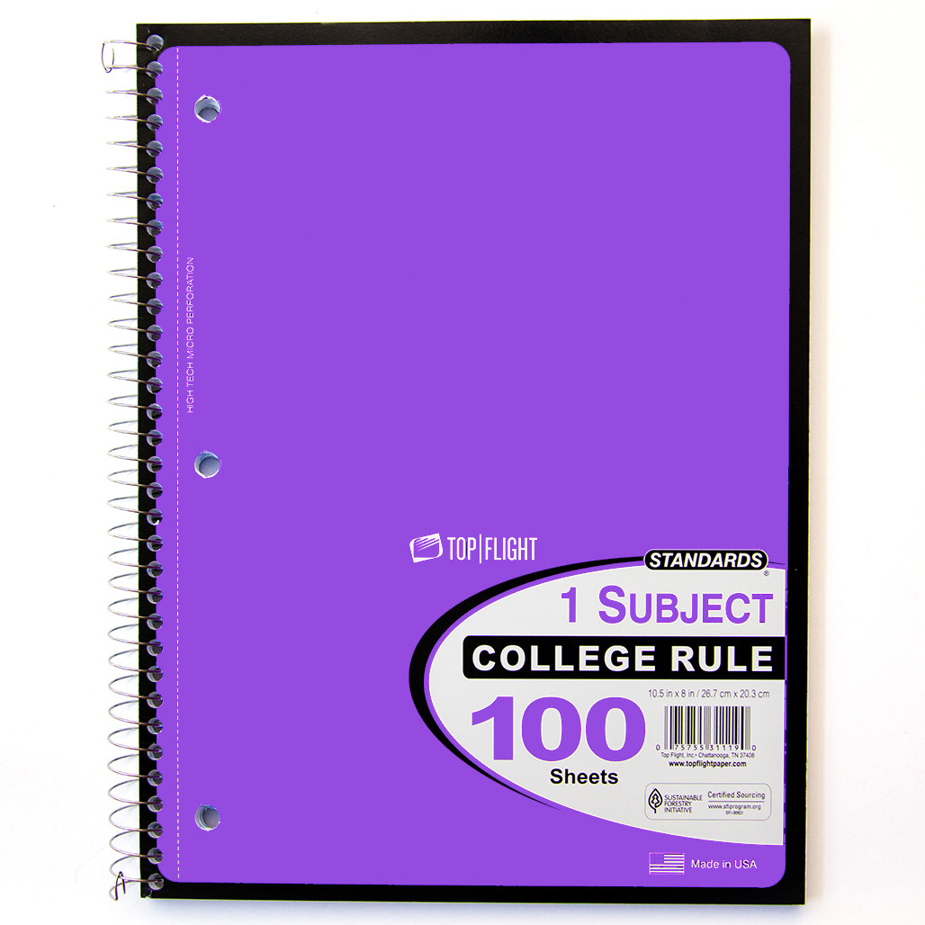 Standards® 1 Subject, Wirebound Notebook , College Rule, 100 Sheets, Purple