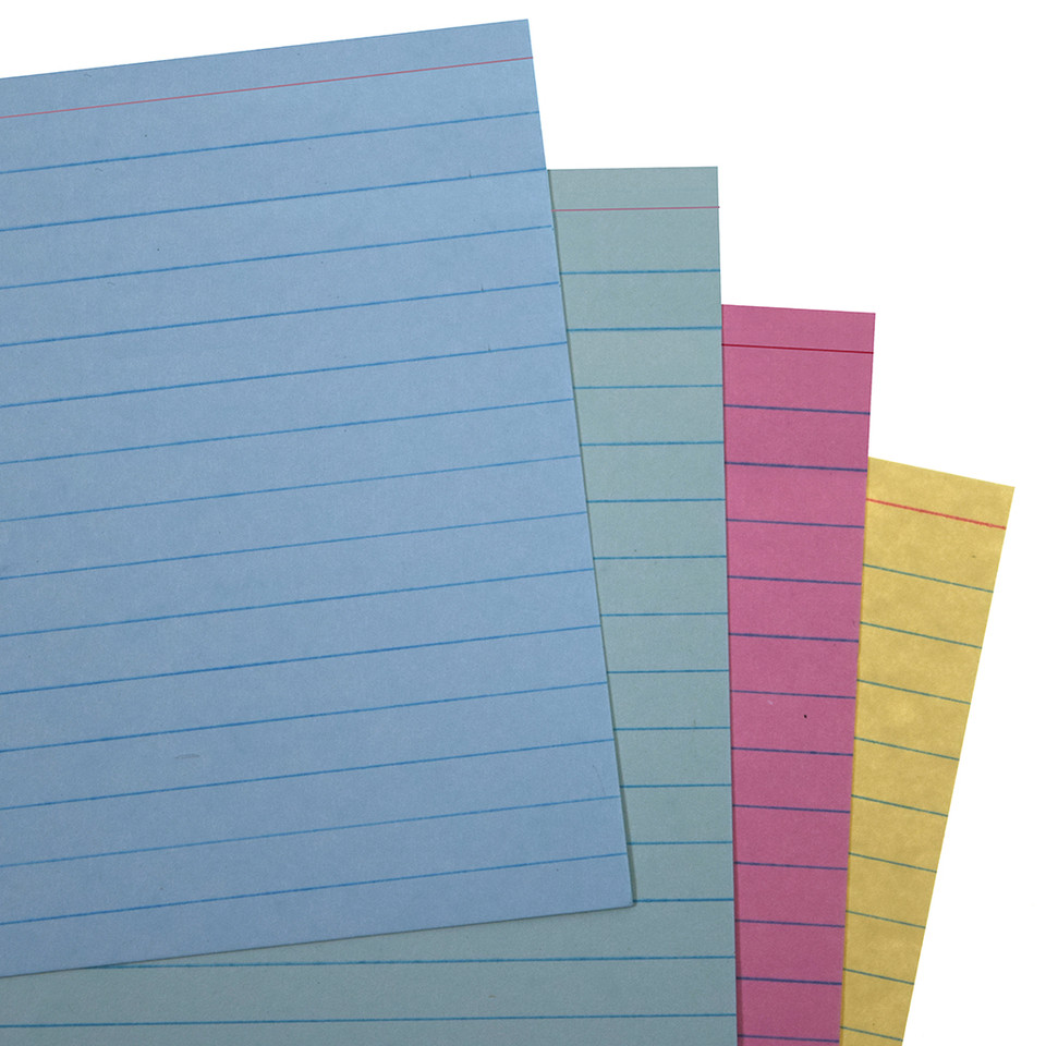 Index Cards, 3" x 5", Ruled, Rainbow Colors, 100 Cards