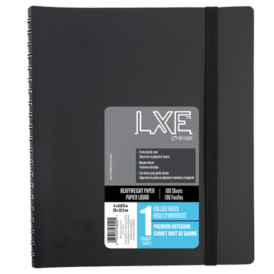 LXE® 1 Subject Poly Wirebound Notebook, College Rule, 100 ct, Black