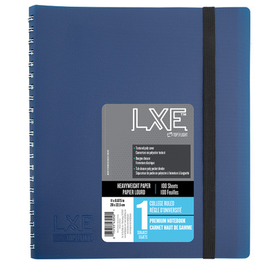 LXE® 1 Subject Poly Wirebound Notebook, College Rule, 100 ct, Midnight Blue