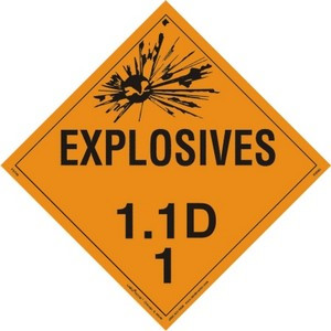 Explosives 1.1D VPO (sticker) Placard