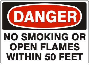 No Smoking Or Open Flames Within 50 Feet 14" x 10" VPO (sticker)